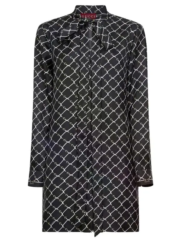 Gucci Horsebit-pattern Mini Dress - Black
