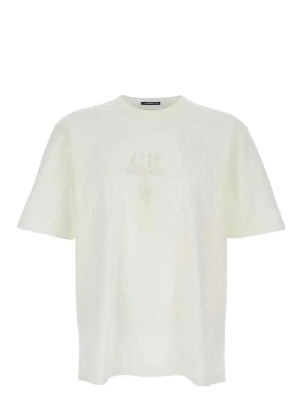 C.P. COMPANY Logo-embroidered T-shirt - Neutrals