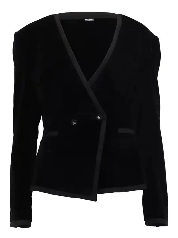 Dolce & Gabbana Double-breasted Velvet Blazer - Black