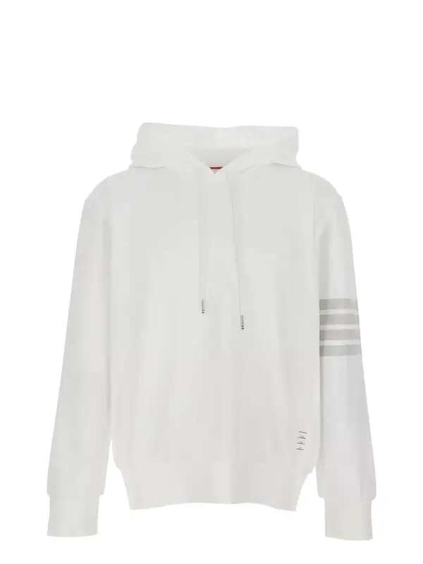 Thom Browne Drawstring 4-bar Hoodie - White