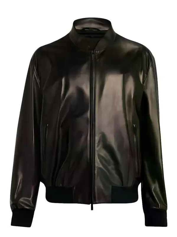 Giorgio Armani Zipped Leather Jacket - Black