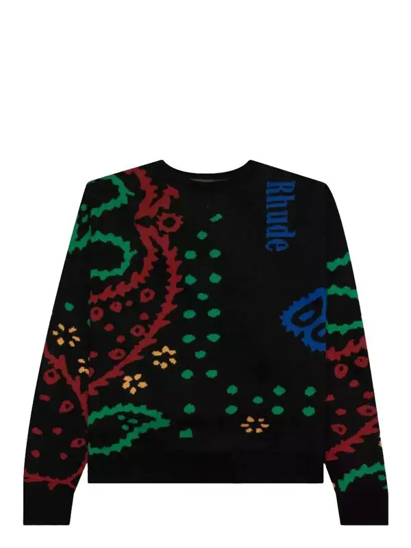 Rhude Bandana Knit Crewneck Sweater - Black