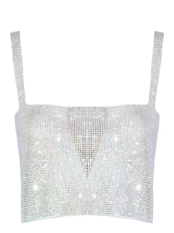 TWENTY FOURHAITCH Rhinestone Embellished Top - Silver