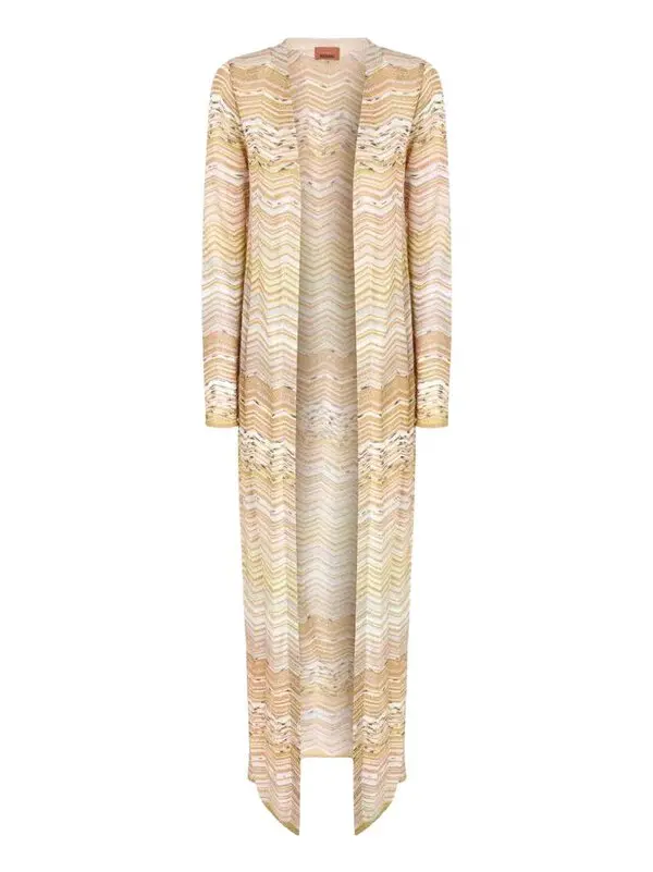 Missoni Zigzag-pattern Long Cardigan - Neutrals