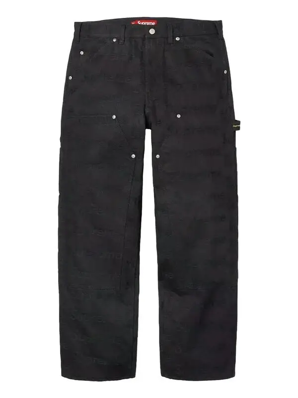 Supreme Logo-jacquard Double-knee Straight Leg Jeans - Black