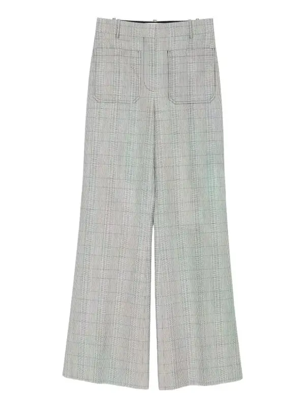 Victoria Beckham Checked Wide-leg Trousers - Grey