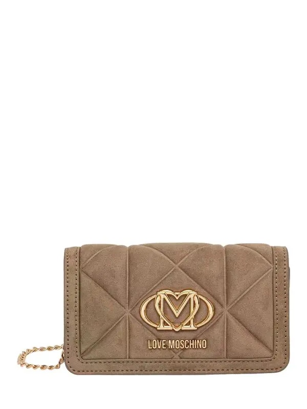 Moschino Quilted Cross Body Bag With Heart Motif - Neutrals