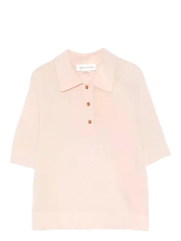 Victoria Beckham Buttoned Polo Top - Pink