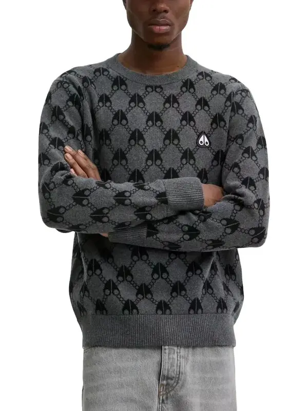 Moose Knuckles Logo Knit Sweater - Grey