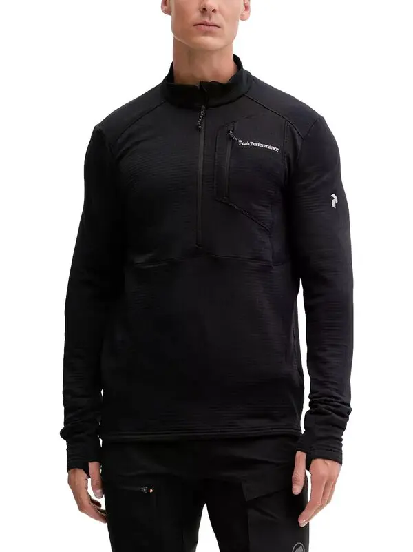PEAK PERFORMANCE Long-sleeve Zip-neck T-shirt - Black