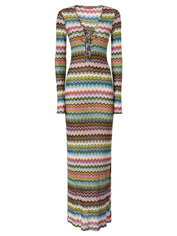Missoni Long Lamé Viscose Pixel-effect Zigzag Cover-up - Blue