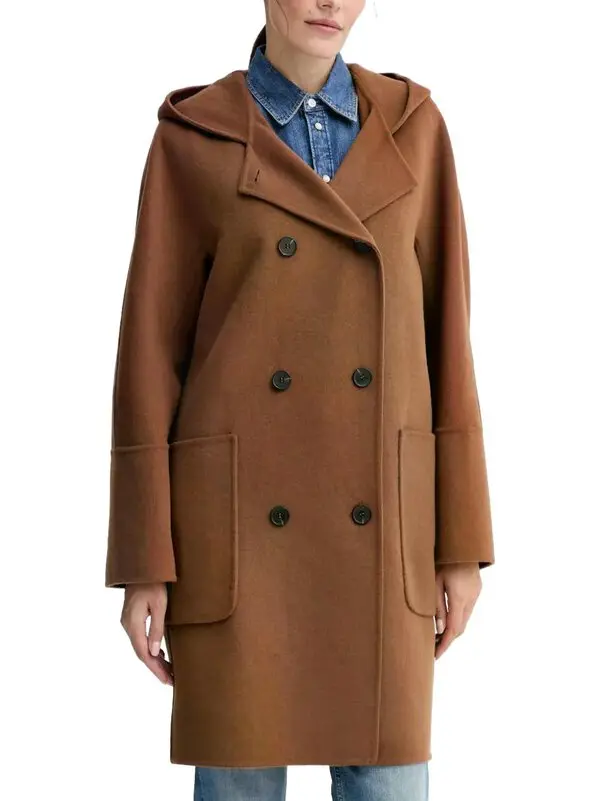 Marc O'polo Hooded Double-breasted Coat - Brown