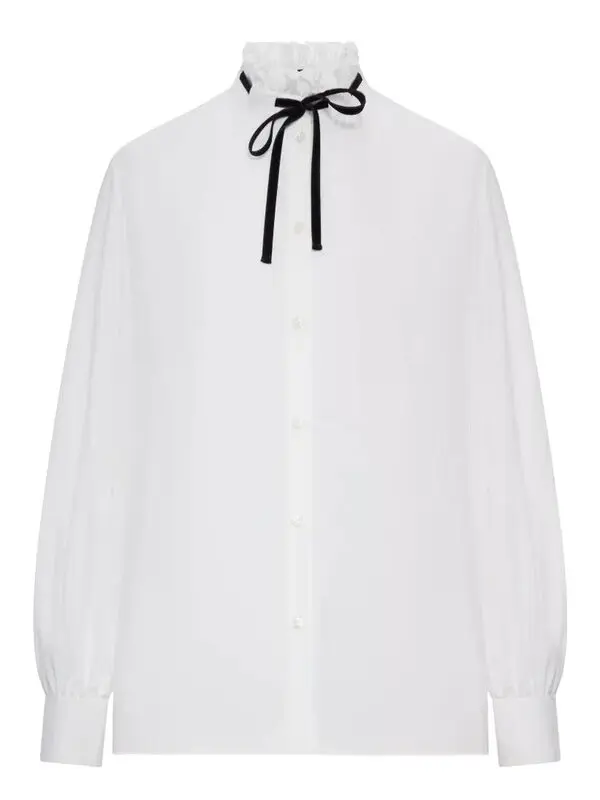 Valentino Garavani Ruffled Tie-detail Shirt - White