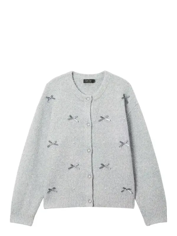 TOUT A COUP Bow-embellished Cardigan - Grey