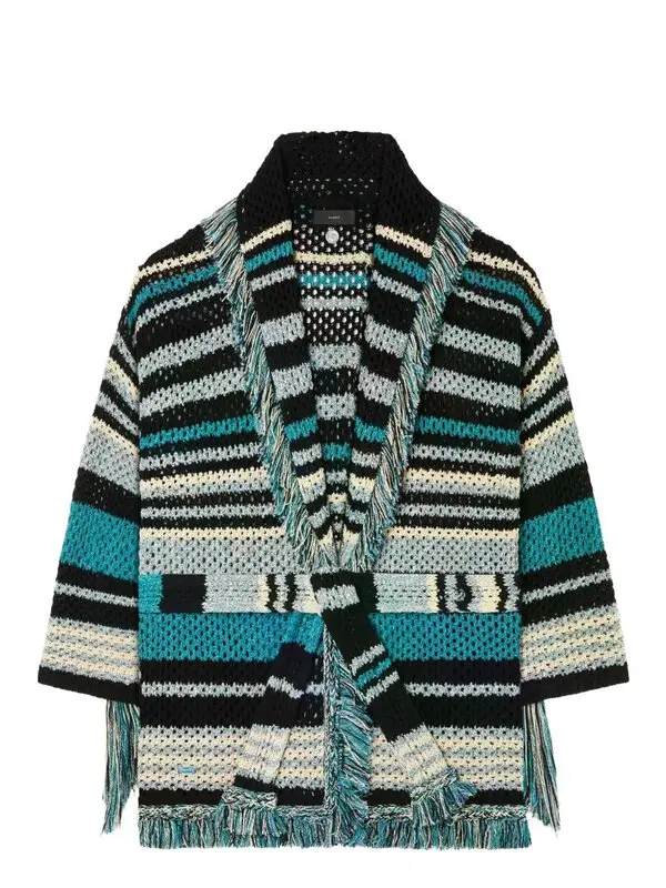 Alanui Striped Open Knit Cardigan - Blue