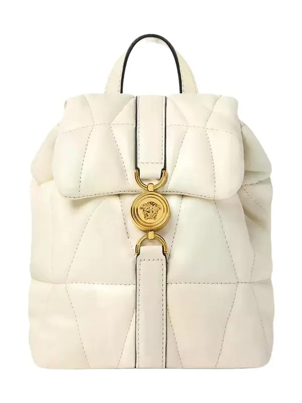 Versace Kleio Quilted Drawstring Backpack - Neutrals