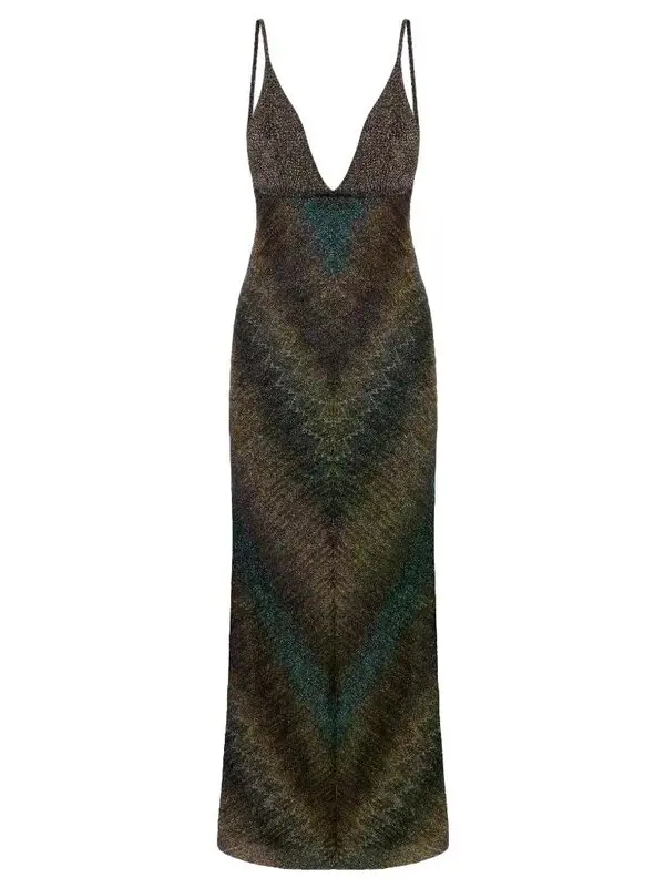 Missoni V-neck Chevron Dress - Brown