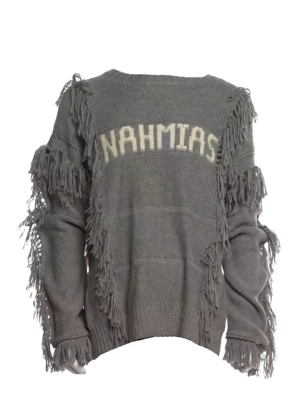 NAHMIAS Crew-neck Fringed Distressed Sweater - Grey