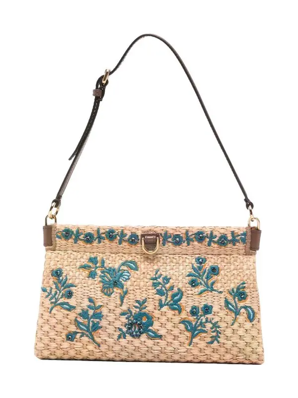 Etro Floral-embroidered Clutch - Neutrals