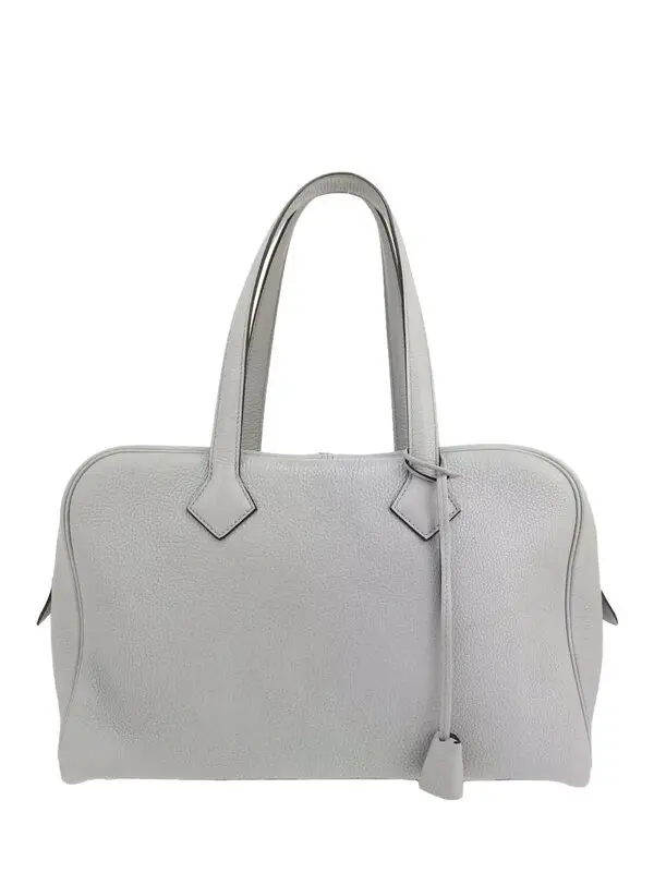Hermès 2016 Victoria Leather Zip Tote Bag - Grey