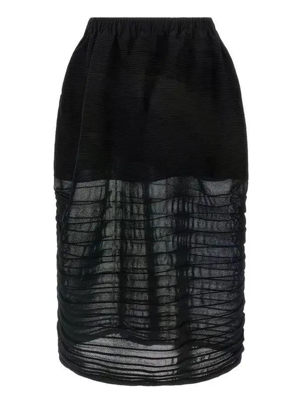 Issey Miyake Contrasting Knit Midi Skirt - Black