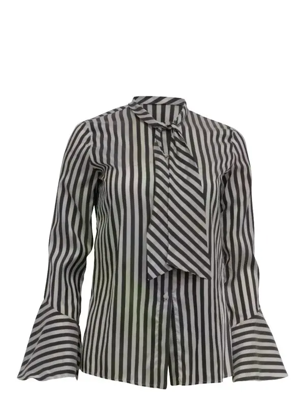 Etro Striped Pussy Bow Shirt - Black