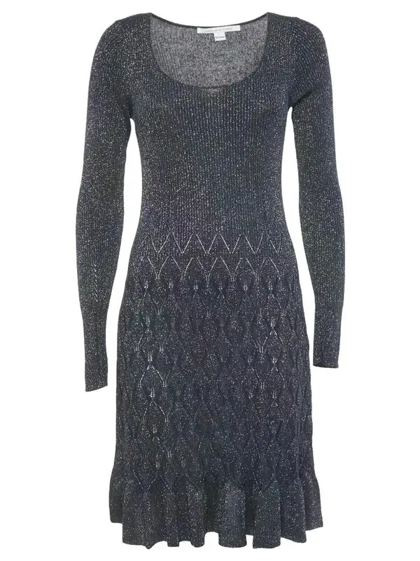 Diane Von Furstenberg Knit Lurex Mini Dress - Grey