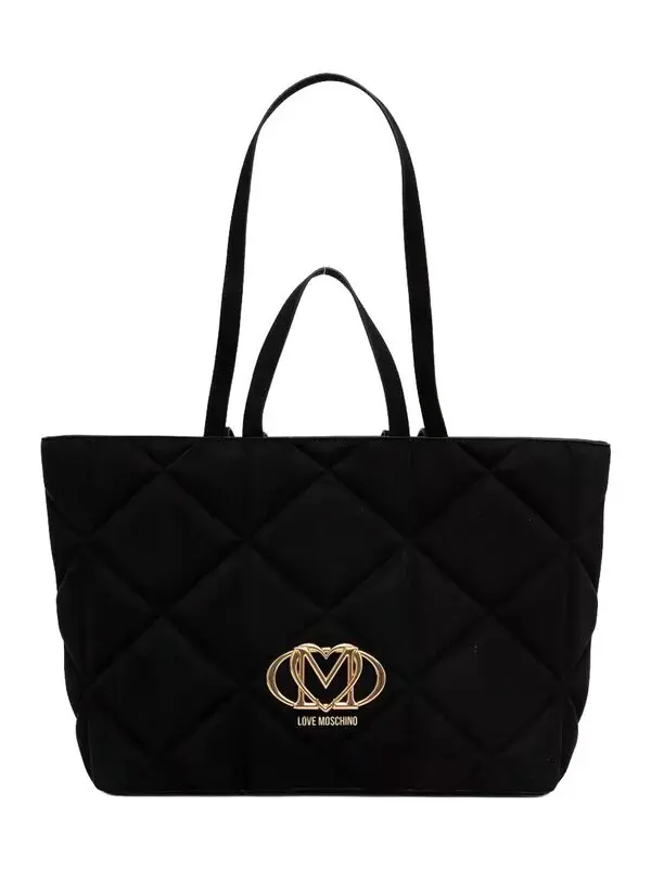Moschino Quilted Tote Bag With Logo - Black