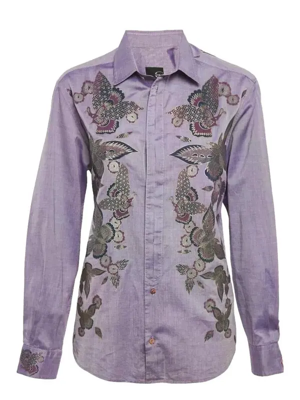 Just Cavalli Floral-print Cotton Shirt - Purple