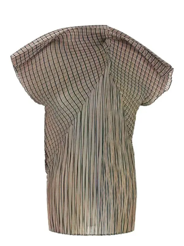 Issey Miyake Striped Pleated Top - Neutrals