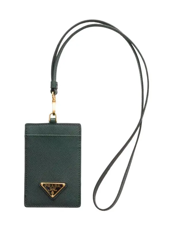 Prada Leather Badge Holder - Green