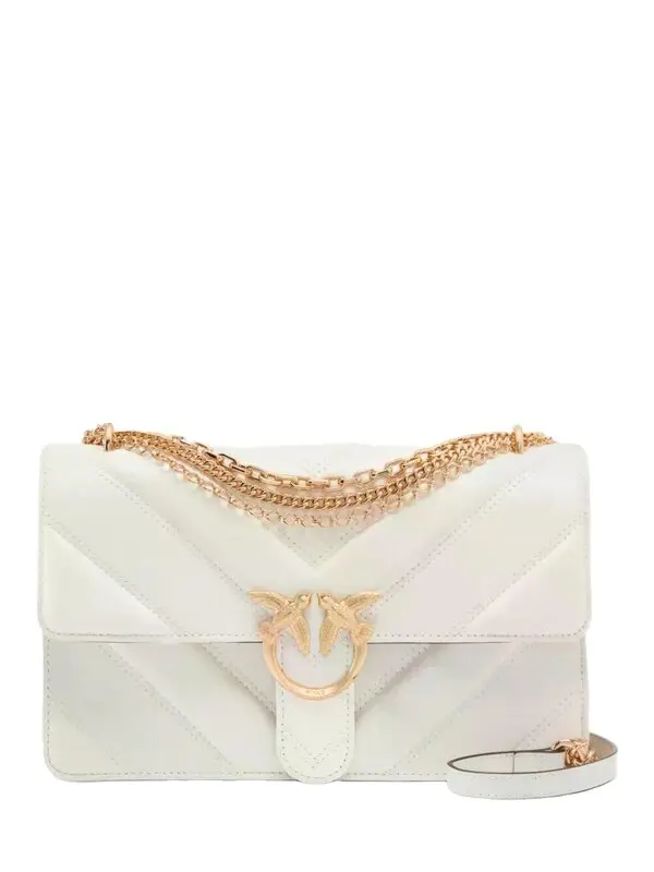 Pinko Medium Love Bag One Chevron Chain Shoulder Bag - White