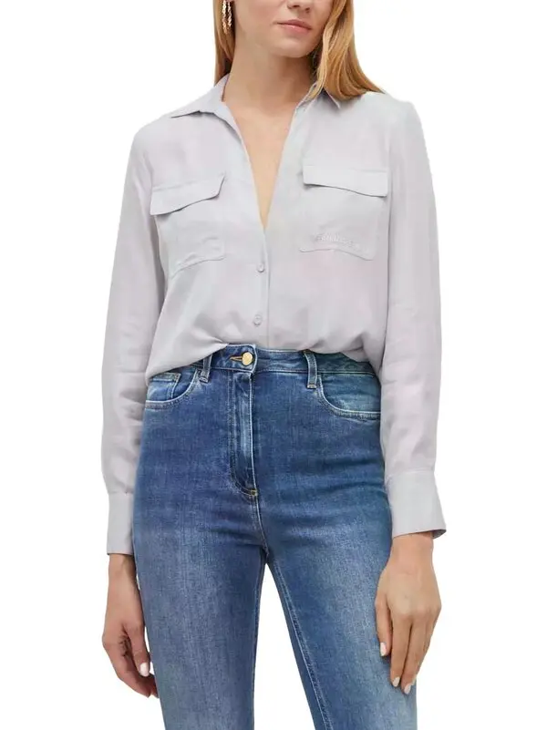 Patrizia Pepe Patch-pocket Collared Shirt - Grey