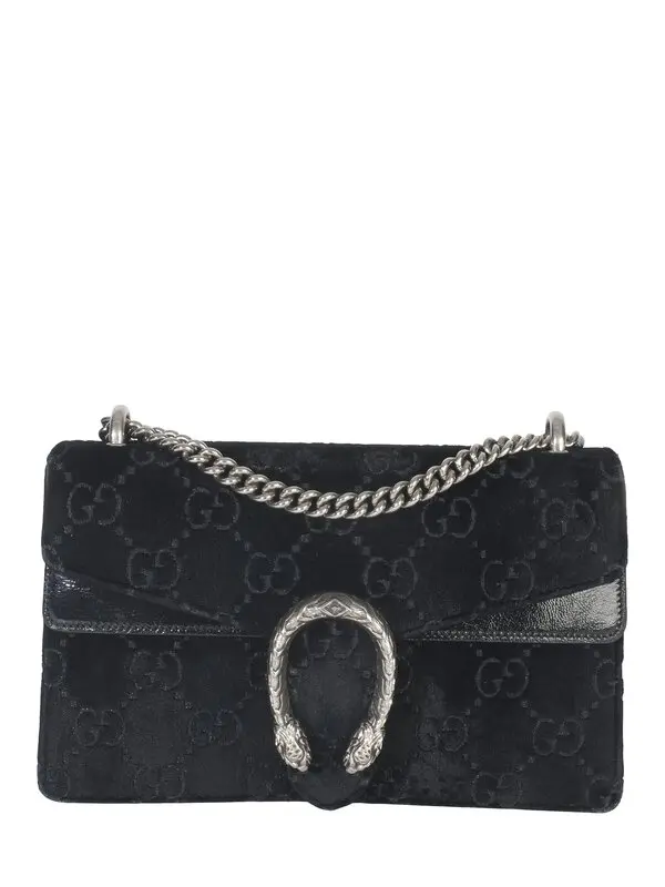 Gucci Gg Embossed Velvet Dionysus Chain Bag - Black