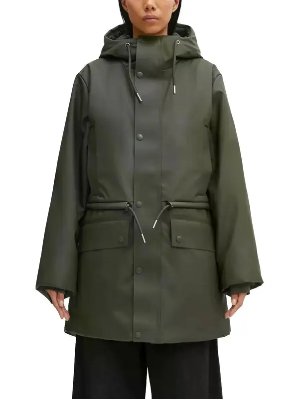 Rains Hooded Drawstring Parka - Green