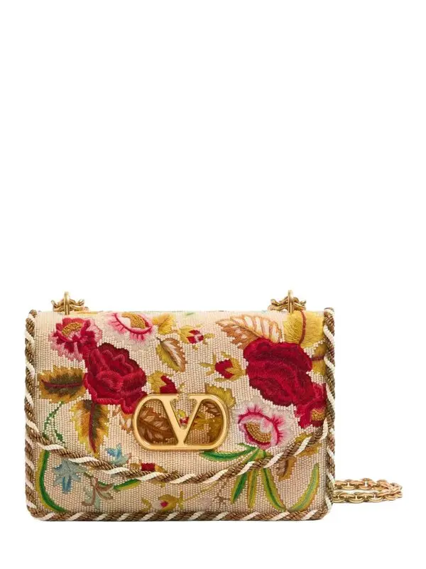 Valentino Garavani Embroidered Shoulder Bag - Neutrals