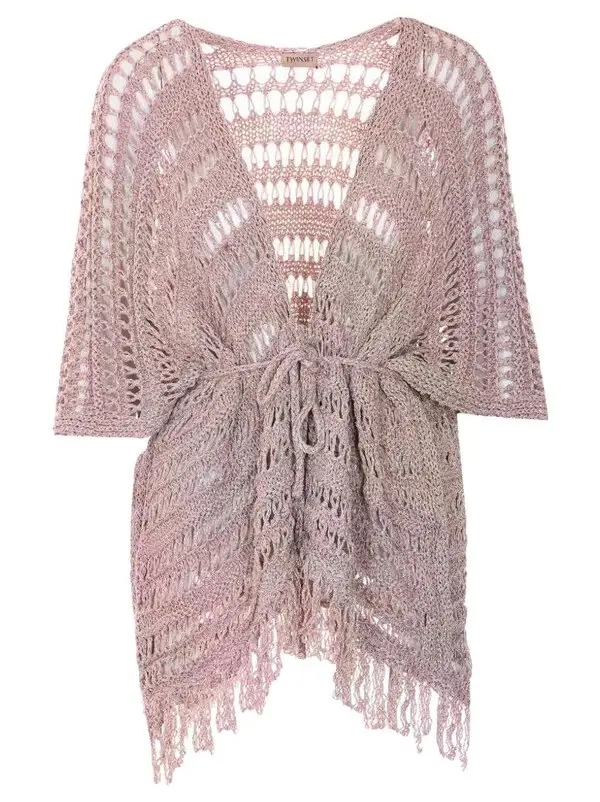 TWINSET Laces Fringe Dress - Pink