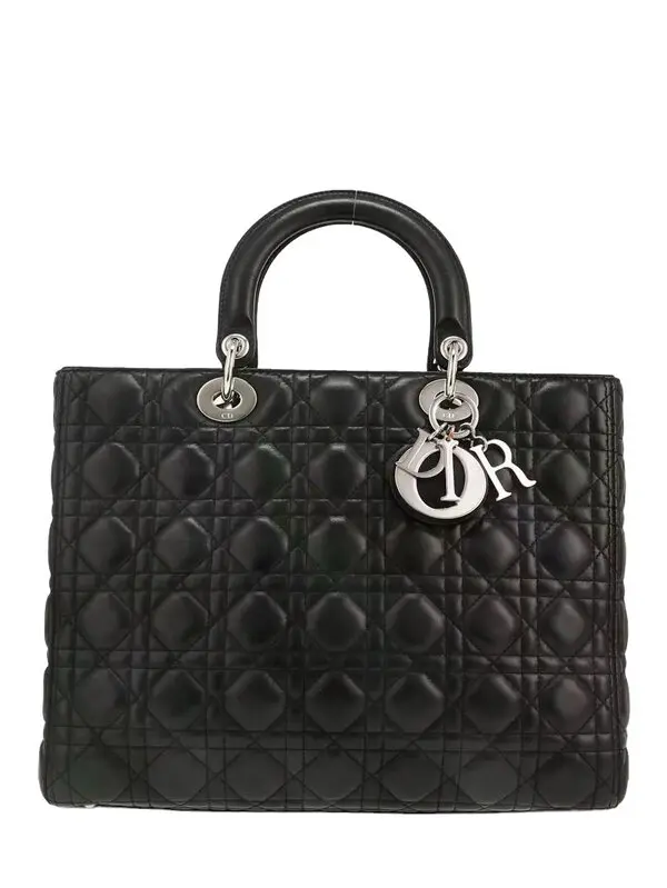 Dior Lady Leather Tote Bag - Black