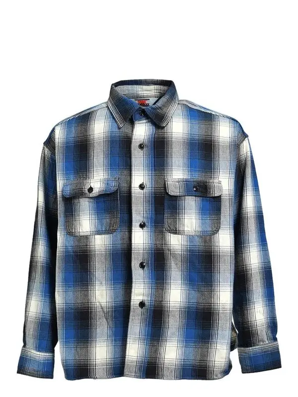 SAINT MXXXXXX X Berberjin Plaid Flannel Shirt - Blue