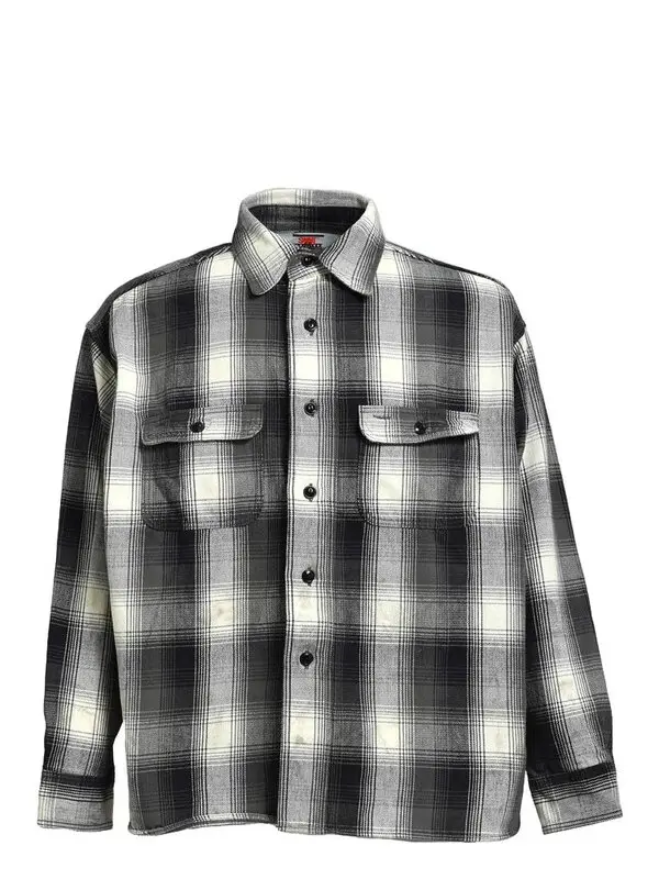 SAINT MXXXXXX X Berberjin Plaid Flannel Shirt Grey - Black