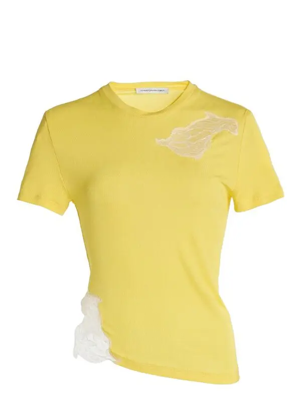 Christopher Esber Delphin Lace Rib Tee - Yellow