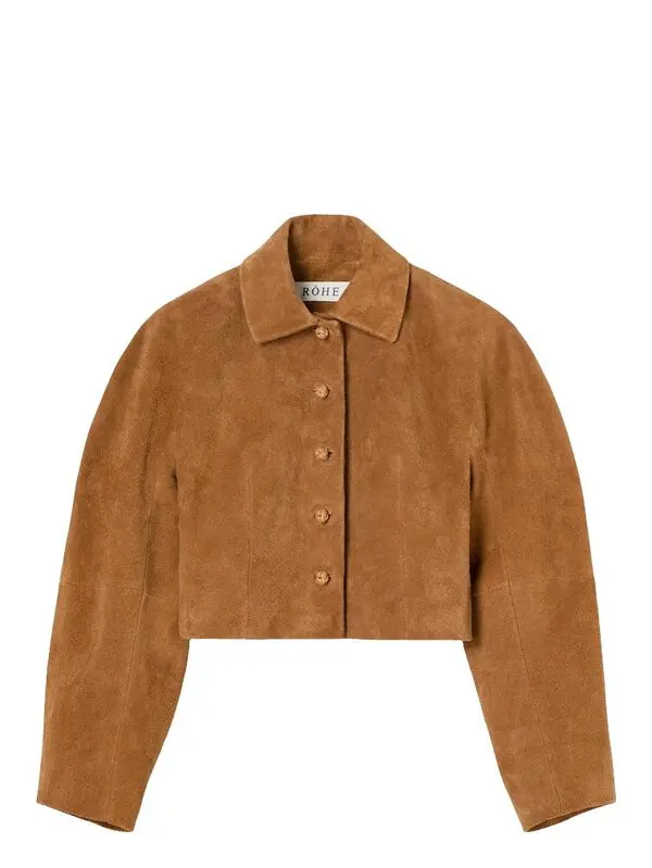 RÃHE Rounded Textured Suede Jacket - Brown