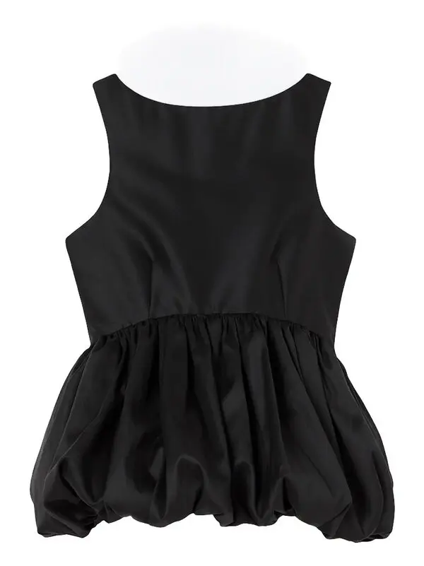 RÃHE Voluminous Peplum Top - Black