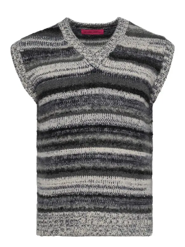 THE ELDER STATESMAN Boucle Mix Stripe Vest - Multi