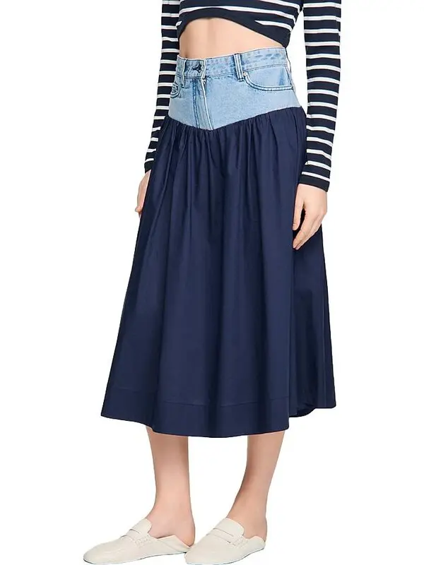 Sandro Long Skirt - Navy Blue