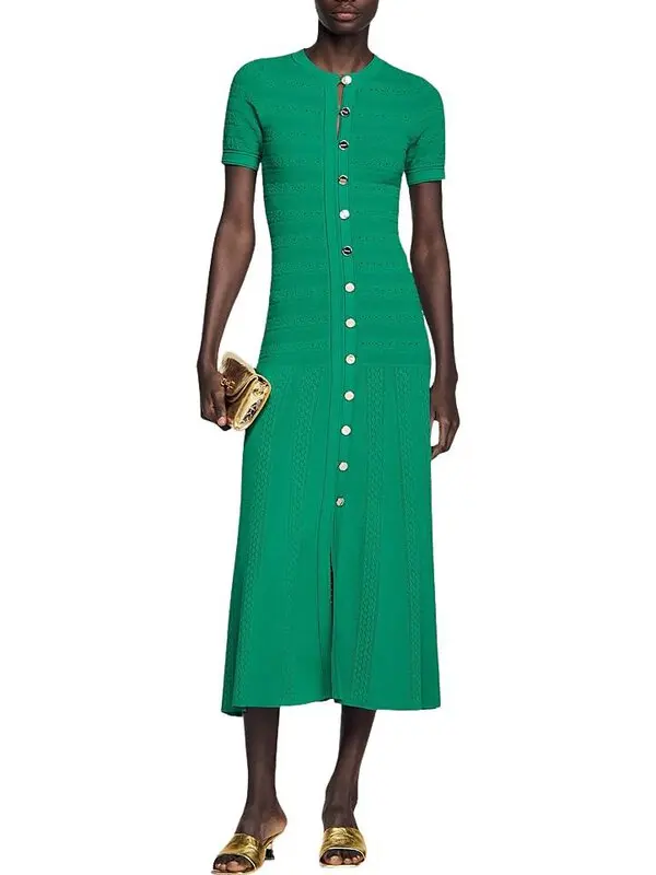 Sandro Knit Maxi Dress - Emeuraude Green