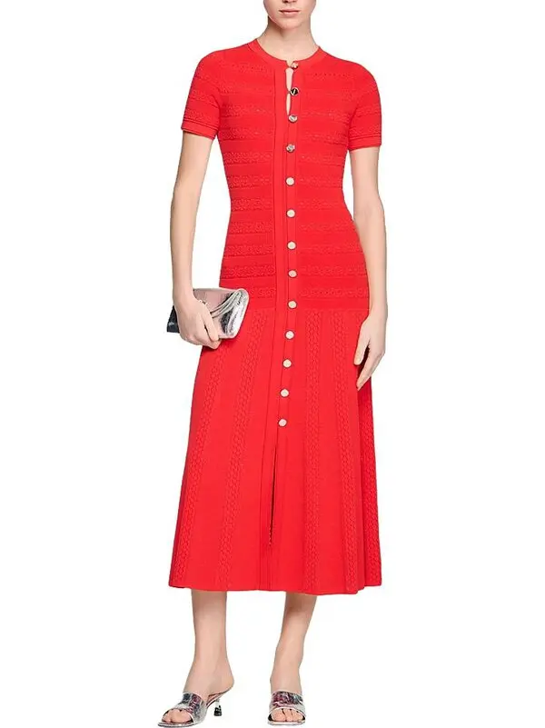 Sandro Knit Maxi Dress - Red