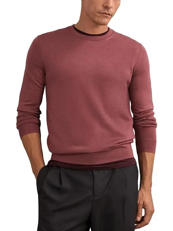 REISS Merino Wool Crewneck Sweater - Raspberry
