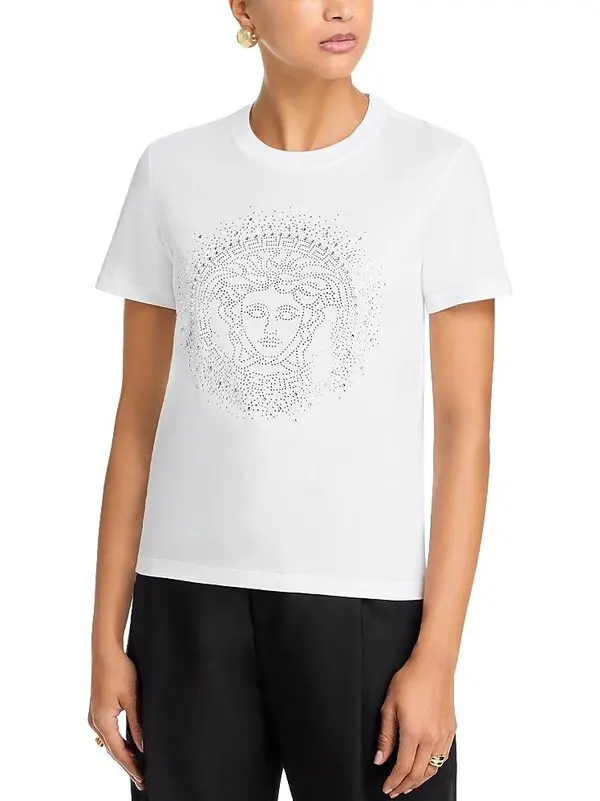 Versace Medusa Embellished Top - White + Crystal