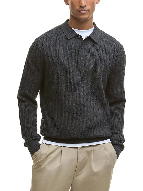 Barbour Smeaton Knitted Polo Sweater - Black Marl